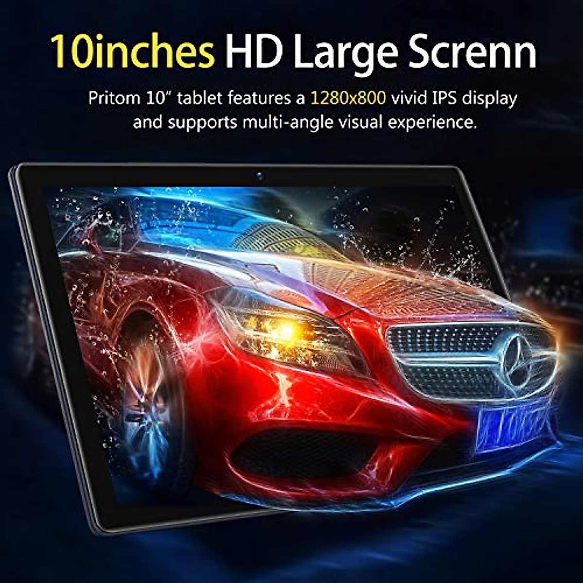 PRITOM Android Tablet 10 inch, M10, 2 GB RAM, 32 GB Android 10.0 Tablet, 10.1 inch IPS HD Display, GPS, FM, Quad-Core Processor, Wi-Fi (M10 Black)