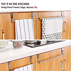 Over Door Towel Rail Holder, Towel Rack for Cabinet Retractable Stainless Steel Kitchen Over Cabinet Towel Bar Rack Shelf No Drilling (Single bar Small Size)