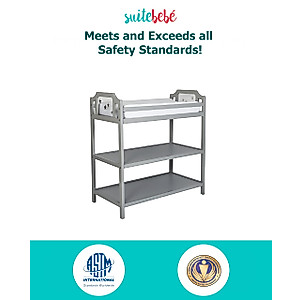 Suite Bebe Celeste Changing Table Safety Rail Included, Light Grey