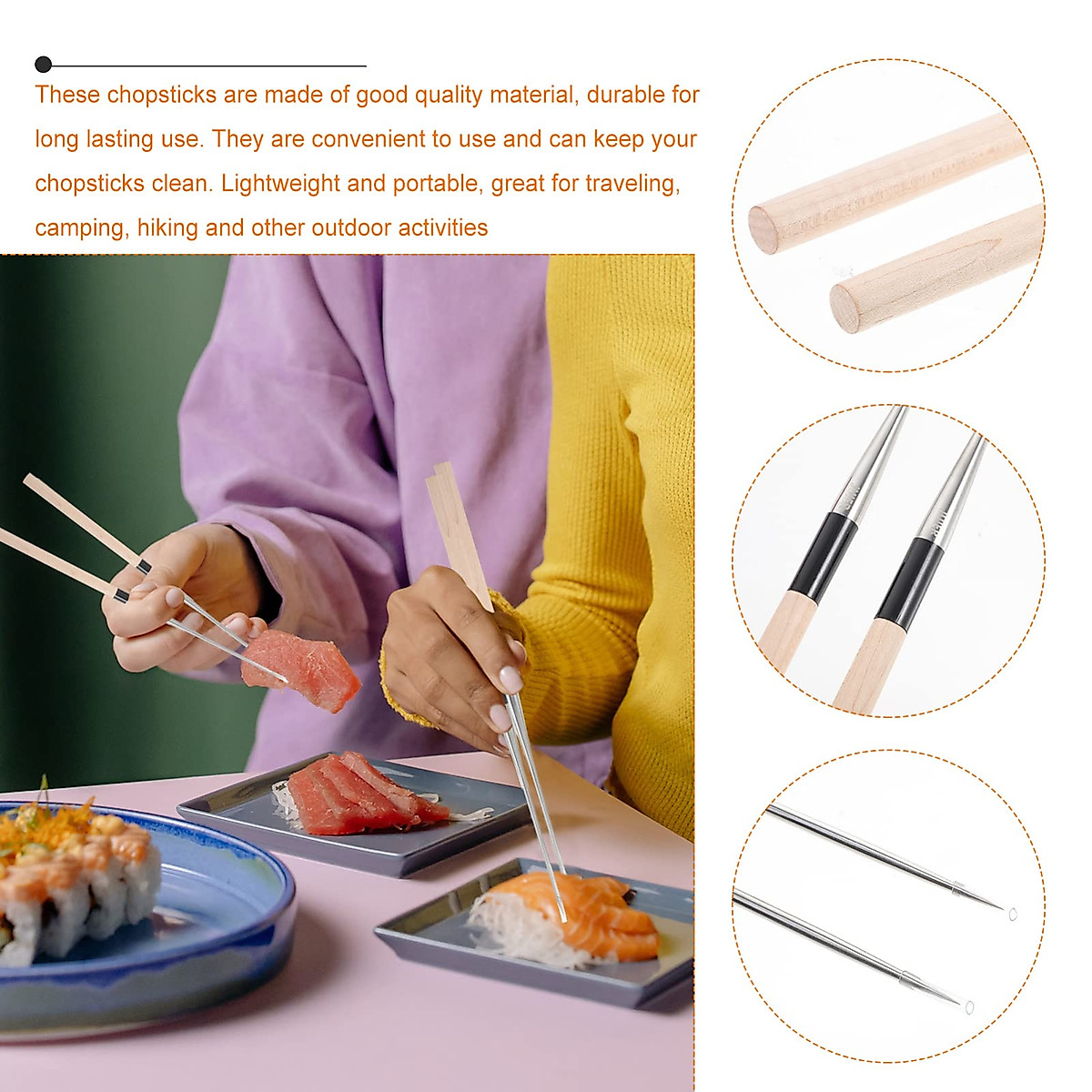 DOITOOL 2pcs Sushi Chopstick Sashimi Chopsticks Point Head Japanese Chopsticks Japanese Sushi Chef Tableware for Home Kitchen Restaurant 150mm