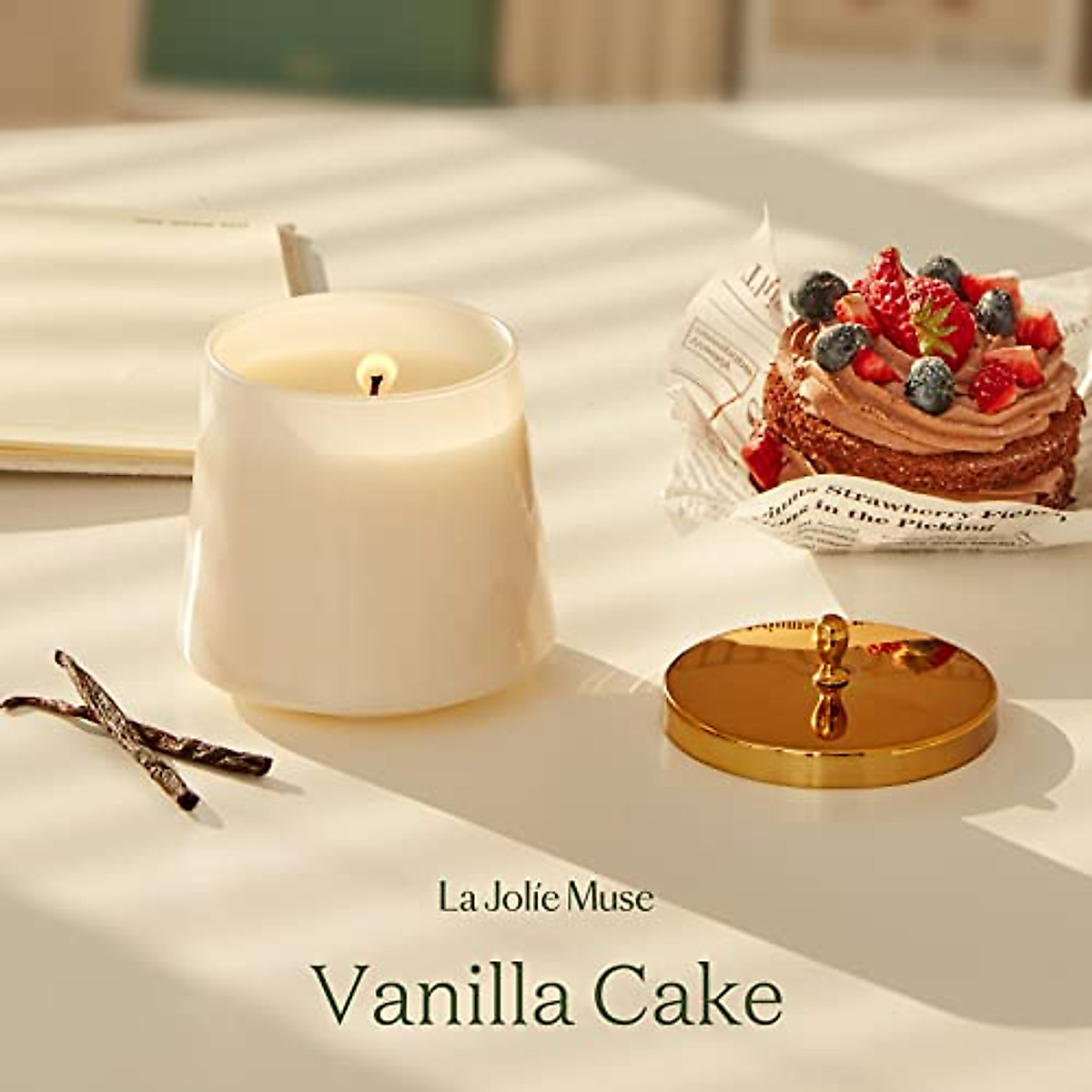 LA JOLIE MUSE Vanilla Candles for Home Scented, Natural Soy Candles, Luxury Glass Jar Candles,75 Hours Long Burning Candles, 12.3 Oz