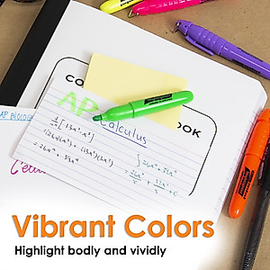 BAZIC Mini Highlighter Pen Assorted Color, Chisel Tip Broad Fine Line Highlighters Unscented (5/Pack), 1-Pack