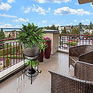 NAKUPE 2 Tier Plant Stand, 18.5 inch Tall Metal Potted Holder Rack, Indoor Outdoor Flower Pot Shelf for Patio Balcony Corner Garden, Black