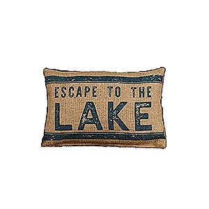 Escape to The Lake 12 x 8 Burlap Decorative Throw Pillow