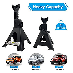 Donext Jack Stands 3 Ton (6,500 lb) Capacity Steel, 1 Pair Black Lifting Stand Adjustable Jack Stands