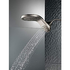 DELTA FAUCET 58581-SS25-PK HydroRain H2Okinetic 5-Setting Two-in-One Shower Head Combo, 2.5 GPM Water Flow, Stainless