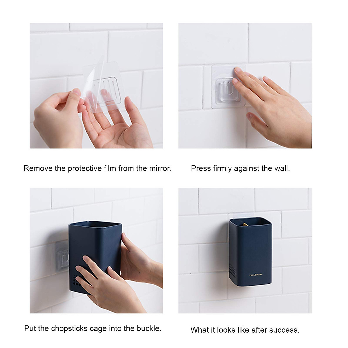 Kitchen Utensil Holder for Countertop,Multifunctional Draining Chopstick Cage,Double Ventilation Holes,Wall Mounted or Standing Cutlery Storage Organizer Caddy,Tableware Spoon Forks Storage Box,Navy