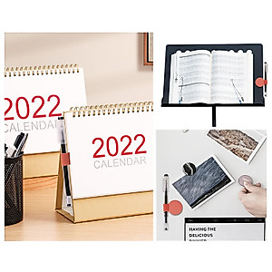 Mini Skater Round Pen Loop Holder for Notebooks Elastic Self Adhesive Leather Stylus Pencil Elastic Loops Holders Attached to Tablet Case Calendars Journals Planners Clipboard, Pack of 5 (Pink)