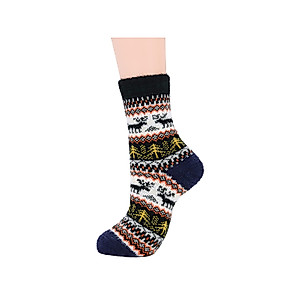 Cosy Encounter Womens Athletic Sports Cozy Wool Socks Warm Knit Thick Soft Winter Crew Socks 4 Pairs Christmas Deer One Size,WDCENS4162SXE4PSN