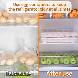 77L Deviled Egg Containers with Lid, (Set of 2), Plastic Egg Holder for Refrigerator for 48 Eggs, Clear Storage Deviled Egg Carrier Tray, Fridge Stackable Countertop Portable Egg Dispenser