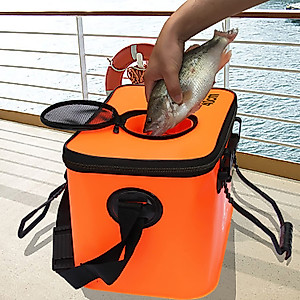 Fishing Bucket,Foldable Fish Bucket, Multi-Functional EVA Fishing Bag for Outdoor, Live Fish Lures Bucket and Fish Protection Bucket,10GAL/8GAL/6GAL/4.8GAL/3GAL Live Fish Container