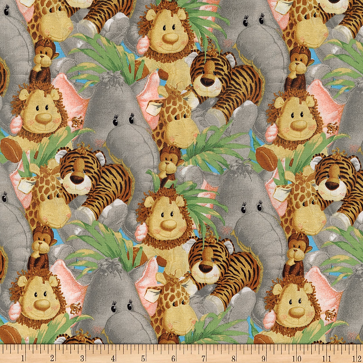 Fabric Traditions Jungle Babies Packed Multi, Fabric by the Yard