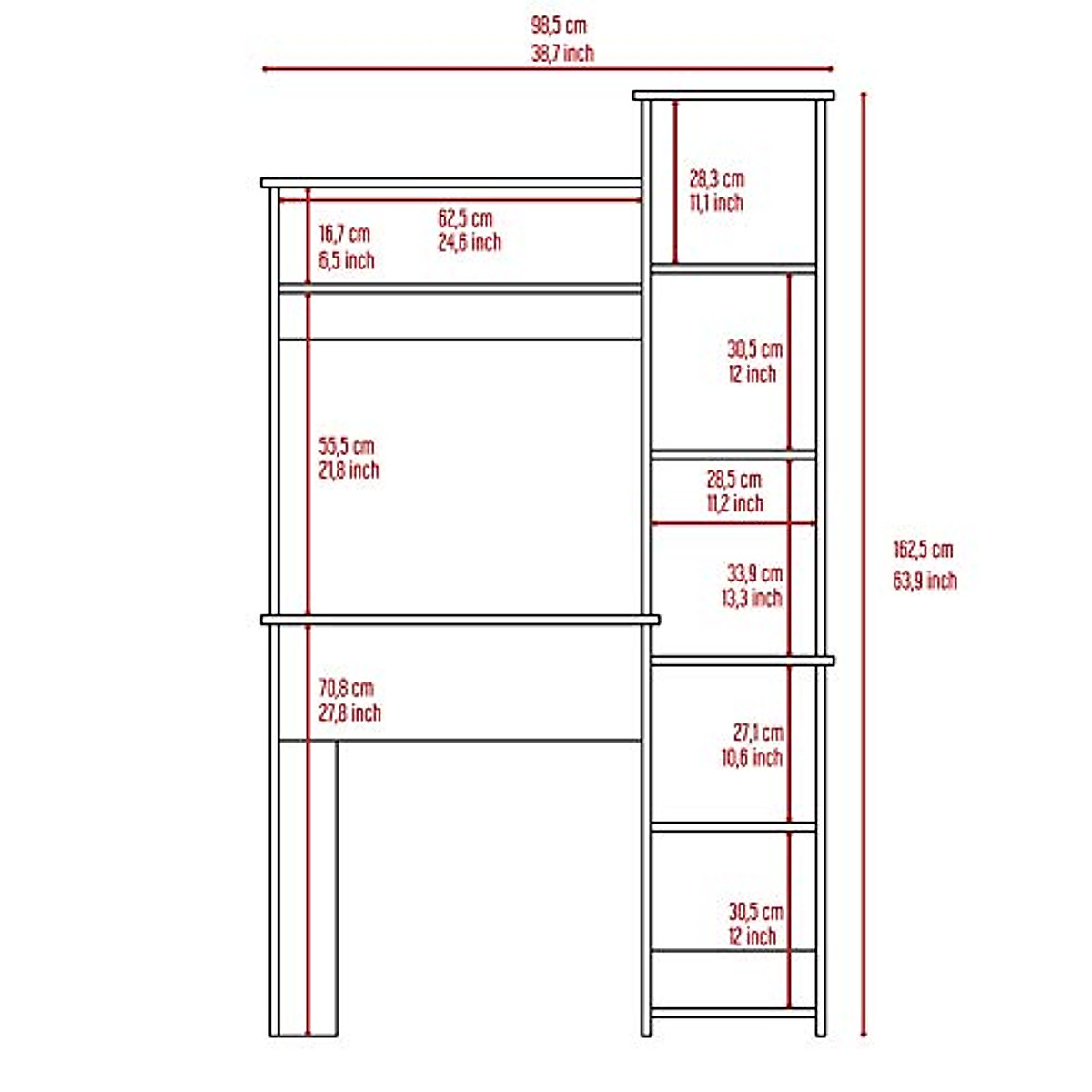 Tuhome Versalles Collection Free Standing Home Office Computer Desk with 2 Top Shelves, White