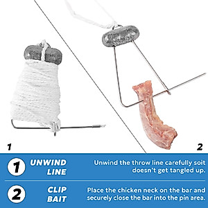 A1FISHER 3Packs Crab Throw Line Length 30FT/9.14M with 4OZ Lead Weight