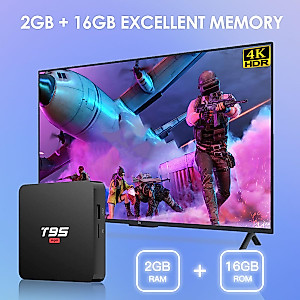 Android 10.0 TV Box, Android Smart TV Box T95Super 2GB Ram 16GB ROM Quad-Core Allwinner H3 Set top TV Box Support WiFi 2.4GHz 3D 4K Android Media Player