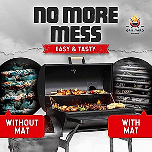GRILLYARD Grill Mat Set of 6 – Non-Stick, Reusable BBQ Grill Mats for Gas, Charcoal, Electric Grill – Temperature Resistant – Heavy Duty Design – Easy to Clean (Black)