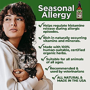Animal Essentials Seasonal Allergy Herbal Supplement for Dogs & Cats, 2 fl oz - Made in the USA, Sweet Tasting Allergy Relief