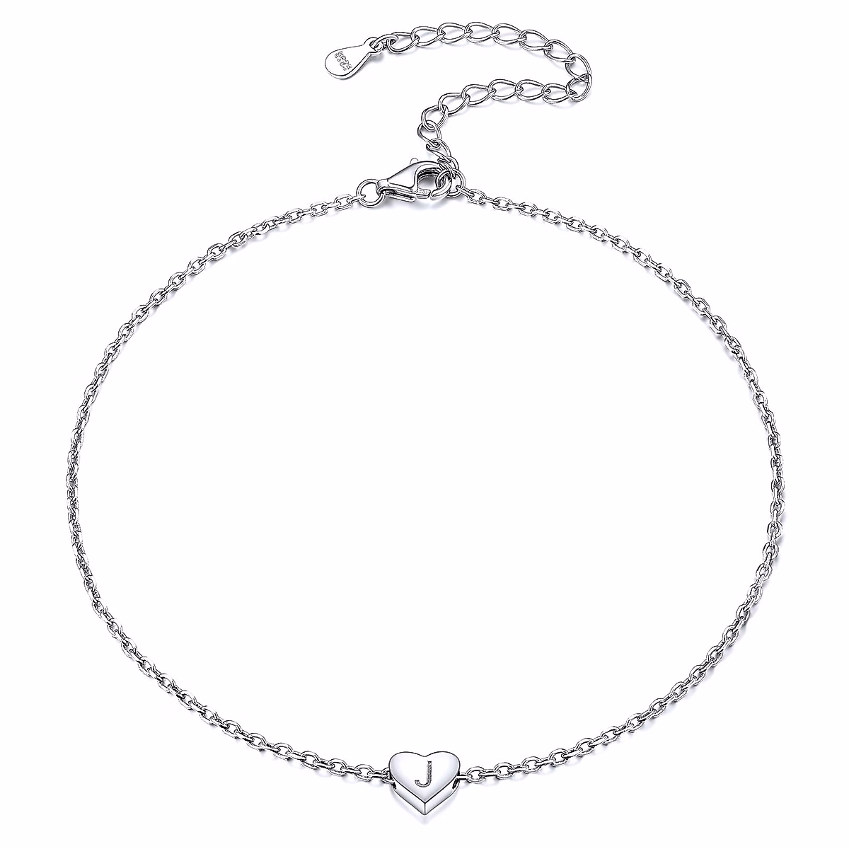 ChicSilver 925 Sterling Silver Bracelets for Women Initial Charm Bracelet with Heart Bracelet for Women Mom Bracelet Gift for Mother