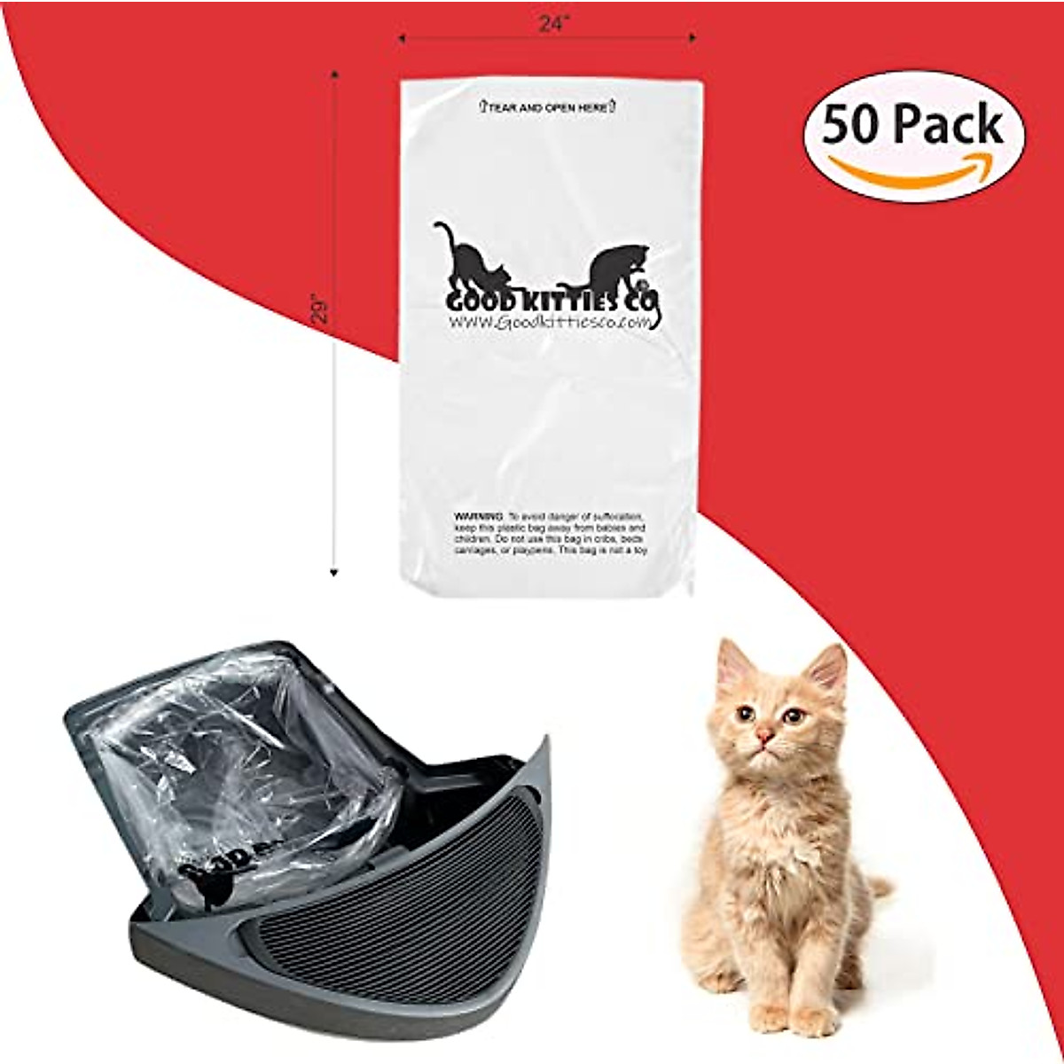 Good kitty CO Waste drawer liners compatible with Litter-Robot (50 Count)