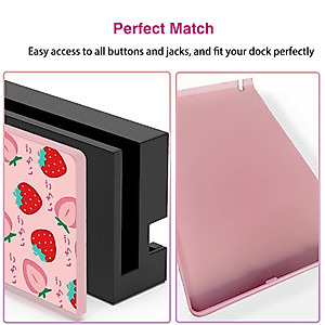 TIKOdirect Custom Faceplate Cover for Nintendo Switch Charging Dock, Hard PC Slim Shell Anti-Scratch [No Screwdriver Installation] for Switch Dock, Strawberry