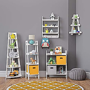RiverRidge Kids 5-Tier Corner Ladder Floor Shelf, White (02-186)