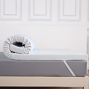 3 Inch Gel Infused Memory Foam Mattress Topper, Full Size High-Density Mattress Toppers with Removeable Washable Cover and Non-Slip Bottom