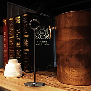 Urban Deco 16 Pieces Table Card Holder 8 inches Table Number Holders Place Steel Card Holders for Photos, Food Signs, Memo Notes, Weddings, Restaurants, Birthdays (Black)