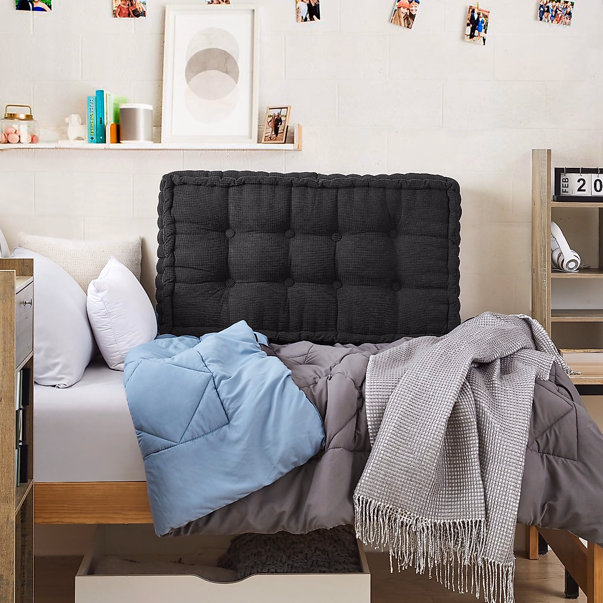 DormCo Rainha - Ultra Thick Tufted College Headboard - Black