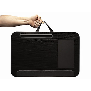 Prestige Import Group Portable Lap Desk with Built-in Mouse Pad, Wrist Pad, Tablet Holder, Cushioned Bottom in Black Oak - Fits up to 17" Laptops