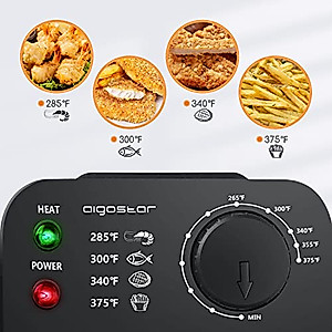 Aigostar Deep Fryer with Basket, 3L/3.2Qt Stainless Steel Electric Deep Fat Fryer with Temperature Limiter for Frying Chicken, Tempura, French Fries, Fish and Onion Rings,1650W, Silver