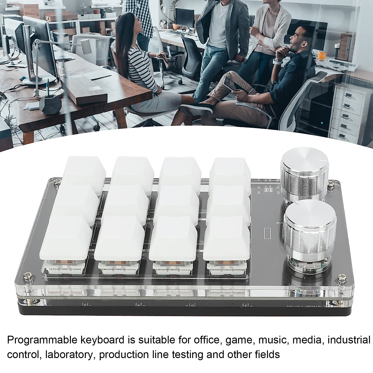 One Handed Macro Mechanical Keyboard, Portable Multifunctional One Handed Mechanical Gaming Keypad with 12 Fully Programmable Keys & Knob, for Windows, for Linux, for Vista, for OS X(White)