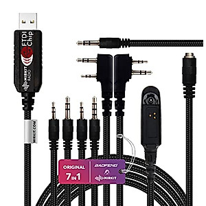 MIRKIT FTDI USB Baofeng Programming Cable 7 in 1 Compatible with Ham Radios: Baofeng UV-5R, UV-82, Baofeng BF888S, UV-9R, Baofeng BF-F8HP, Kenwood, UV-5R MK2/3/4/5, Motorola, Wouxun, Btech