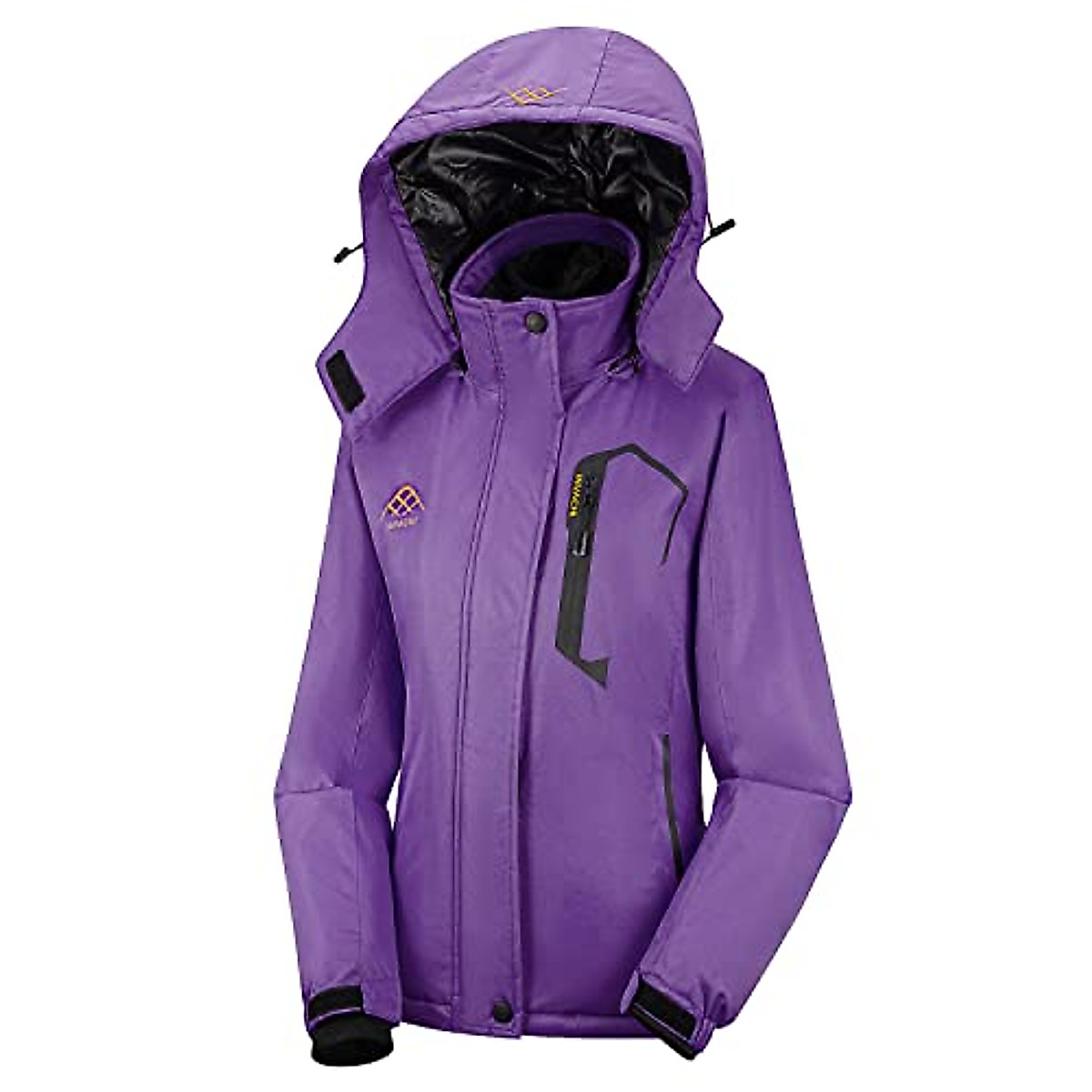 INVACHI Ladies Ski Jackets Waterproof Windproof Winter Coat With Detachable Hood