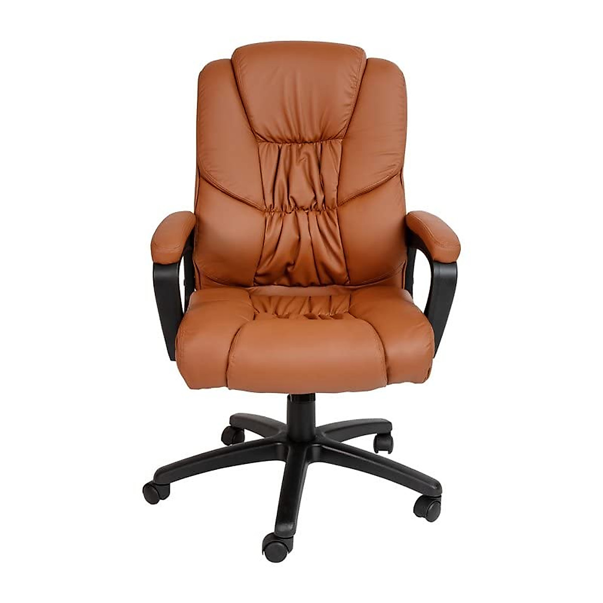 Flash Furniture Flash Fundamentals Big & Tall 400 lb. Rated Brown LeatherSoft Swivel Office Chair with Padded Arms, BIFMA Certified