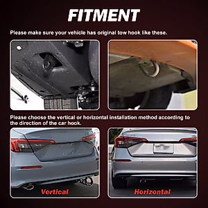 Xotic Tech Auto Aluminum JDM Rear Tow Hook Kit Racing Style Trailer Towing Ring Decoration Car Accessories, Universal Fit Car, Truck, SUV, Most Vehicles (Black)