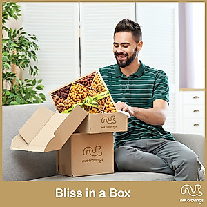 NUT CRAVINGS Gourmet Collection - Purim Mishloach Manot Mixed Nuts Gift Basket in Reusable Diamond Wooden Tray + Green Ribbon (12 Assortments) Arrangement Platter, Healthy Kosher Corporate