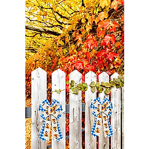 Estivaux 2 Rolls Alpine Cattle Ribbons for Crafting, Baby Shower Wired Edge Ribbon Blue Buffalo Plaid Ribbon Bow Country Rustic Calf Burlap Ribbon for Gift Wrapping Decorations