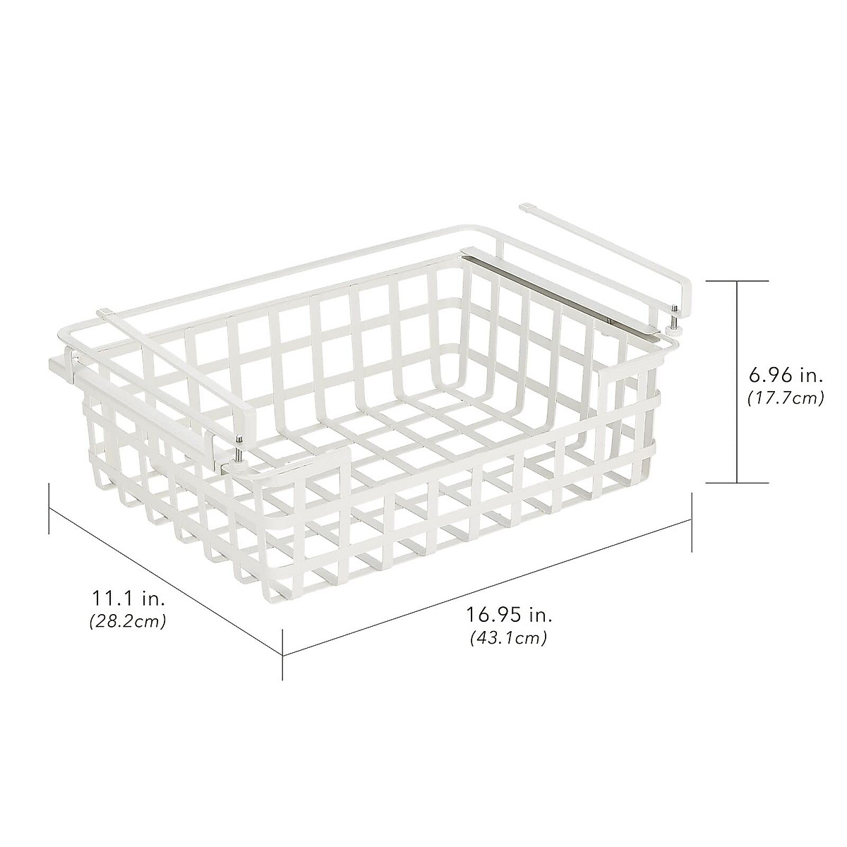 mDesign Nate Home by Nate Berkus Sliding Under Shelf Hanging Pull Out Organizer | Metal Wire Basket Organizer for Kitchen Cabinets or Pantry Shelves from mDesign - Matte White