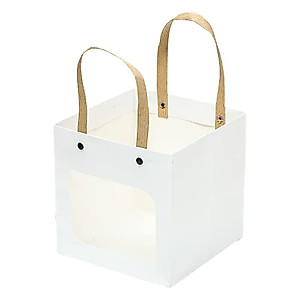 ysmile Party Favor Kraft Paper Bag for Gift with Handle Square for Birthday Wedding Baby Shower 5.9"x5.9"x5.9" 12 pcs from