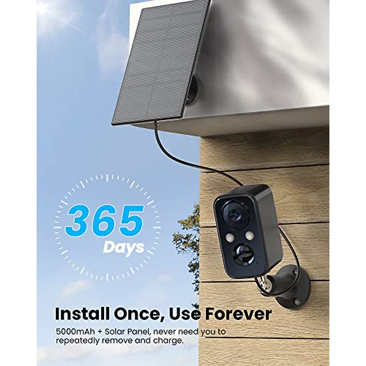 FOAOOD Security Cameras Wireless Outdoor with Solar Panel Cameras for Home Security, Home Camera with Color Night Vision, PIR Human Detection, 2-Way Talk, IP66 Waterproof, (2Packs-Black)