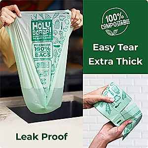 Holy Scrap! Compostable Trash Bags 8 Gallon - Pack of 50 - Trash Bags Medium/Small - Garbage Kitchen Compost Bags - Eco Friendly Trash Bags or Compost Bin Liner - Bio Compostable Bags