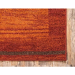 Unique Loom Autumn Collection Modern Contemporary Casual Abstract Area Rug, Rectangular 5' 0 x 8' 0, Terracotta/Burgundy Border