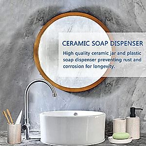 Kendiis Bathroom Accessories Set 4 - Ceramic Bathroom White Accessory Completes with Soap Dispenser, Toothbrush Holder, Tumbler, Soap Dish - Modern Decor, Bathroom Home Decor, Countertop Organize