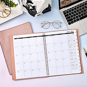 2024-2025 Monthly Planner - Monthly Calendar/Planner 2024-2025, JUL. 2024 - DEC. 2025, 9'' x 11'', 18 Monthly Planner Spiral Bound with Soft Leather Cover, 15 Note Pages, Monthly Tab, Inner Pocket