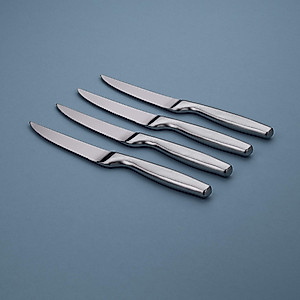 Gourmet Settings Steak Set of 4, Stainless Steel Serrated Knives Dishwasher Safe/Rust Proof Dinner Cutlery Blade, Professional Kitchen Knife Set