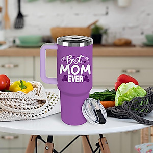 Best Mom Ever Cups 40Oz with Handle, Mom Birthday Gifts, Best Mom Ever Gifts, Gifts for Mom from Daughter Son, Best Mom Coffee Travel Mug, Christmas Mothers Day Drinking Cup for Mom, Mama, New Mom