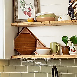 Solid Acacia Wood Serving Trays (14 x 5.5 inches) Rectangular Wooden Serving Platters for Home Decor, Food, Vegetables, Fruit, Charcuterie, Appetizer Serving Tray, Cheese Board (Set of 3 Plates)