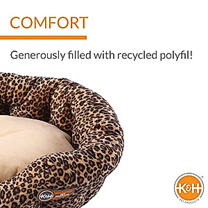 K&H Pet Products Self-Warming Nuzzle Nest Pet Bed for Cats or Dogs Leopard/Tan 19 Inches