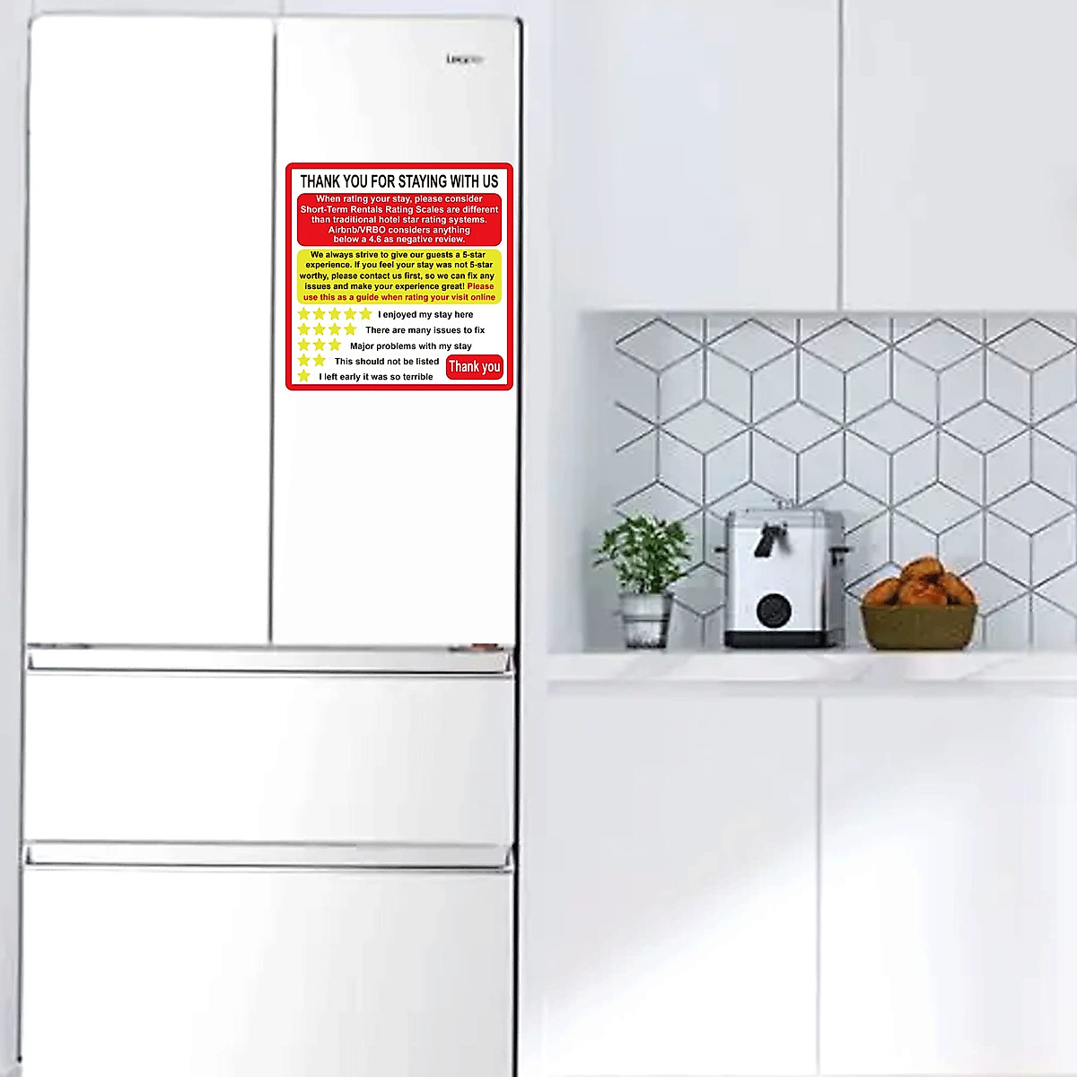 Short Term Rentals 5 Star Rating Explanation Magnets 5 x 5 Inch Short Term Rentals Rating Review Magnets - 5 Star Review Magnet for Short Term Rental Business 2 Pcs