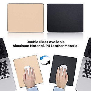 JEDIA Mouse Pad, Gold Premium Hard Metal Aluminum Mousepad, Double Side Waterproof Ultra Smooth Mouse Pad for Fast and Accurate Mouse Control for Office and Gaming, 9.4 x 7.9inch